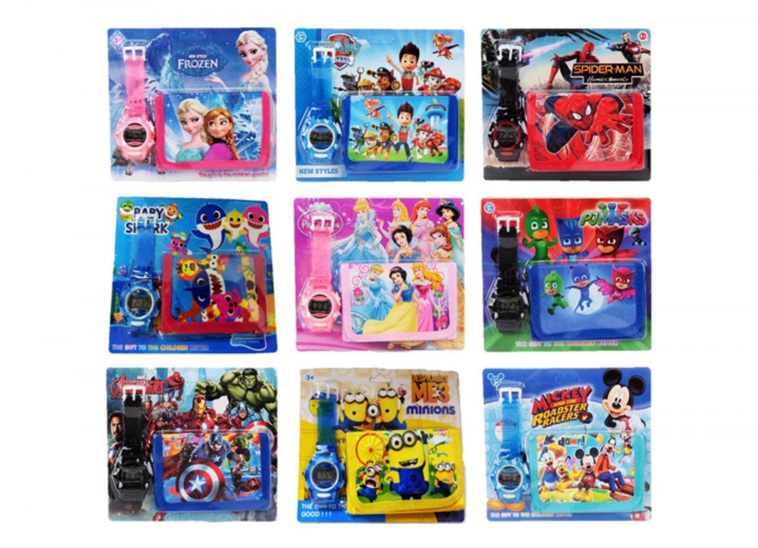 Purse and watch set in cartoon and action characters – Sellet