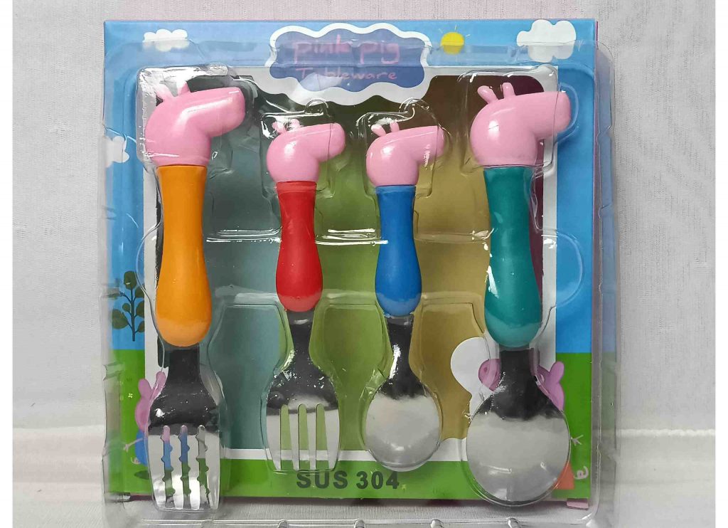 4pc Spoon Fork Cutlery set in Peppa Pig like design – Sellet