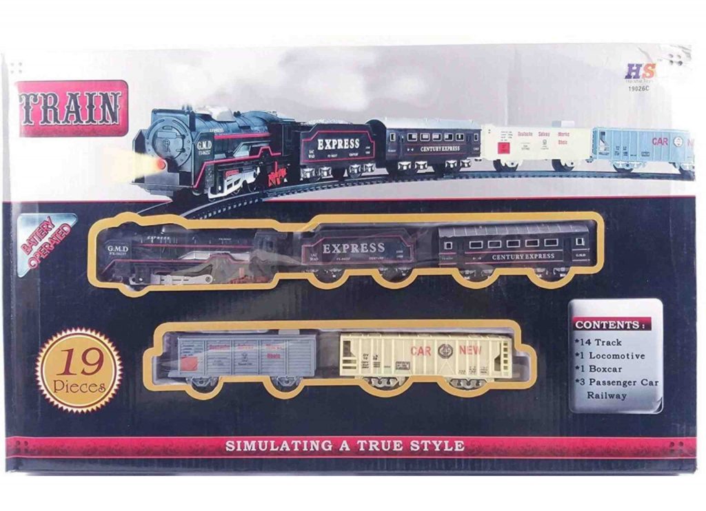 Train | Big Black Train Set Battery Operated Realistic Looking (19 Pcs ...