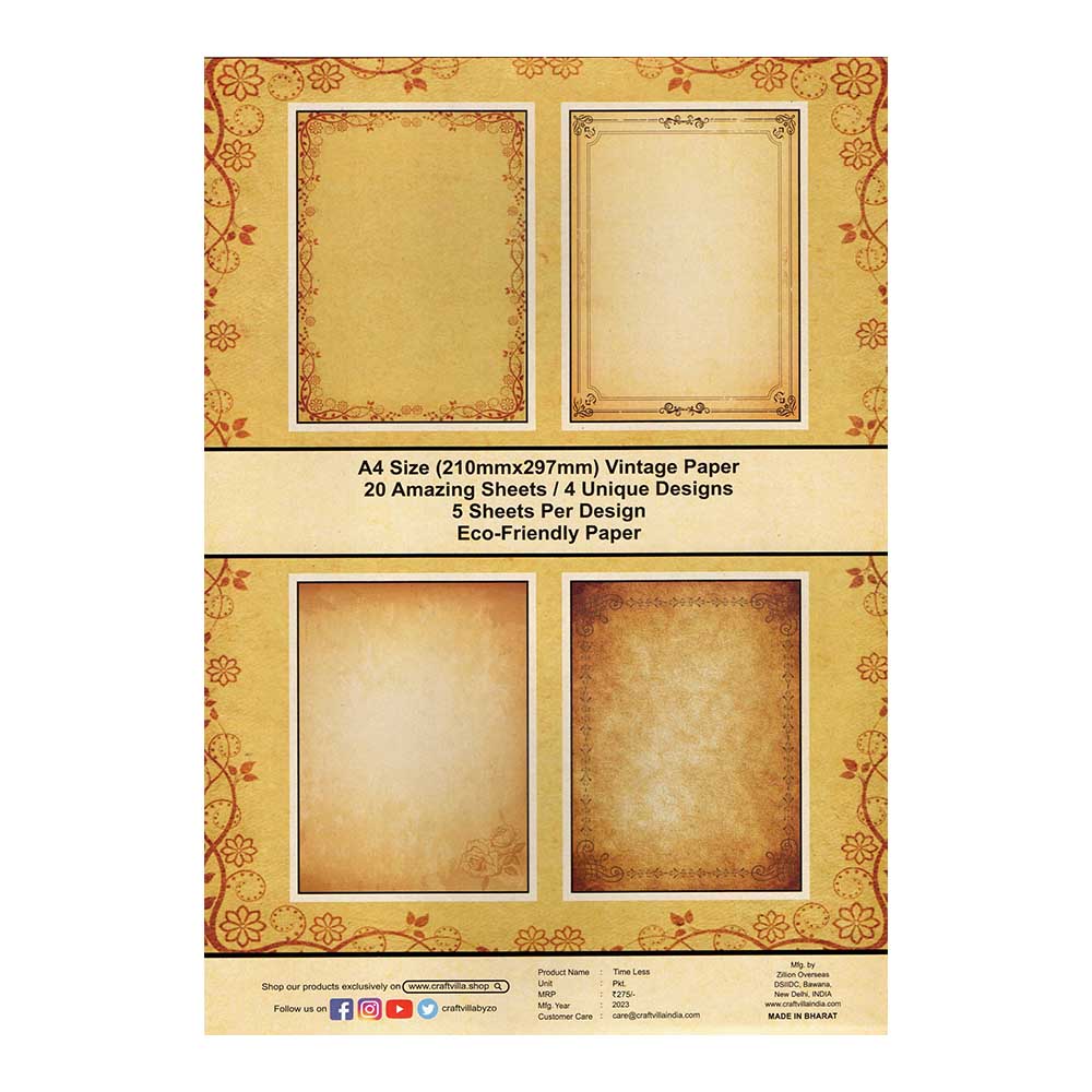 (20 Sheets) VINTAGE PAPER MIX ( DOUBLE SIDE PRINTED ) – Sellet