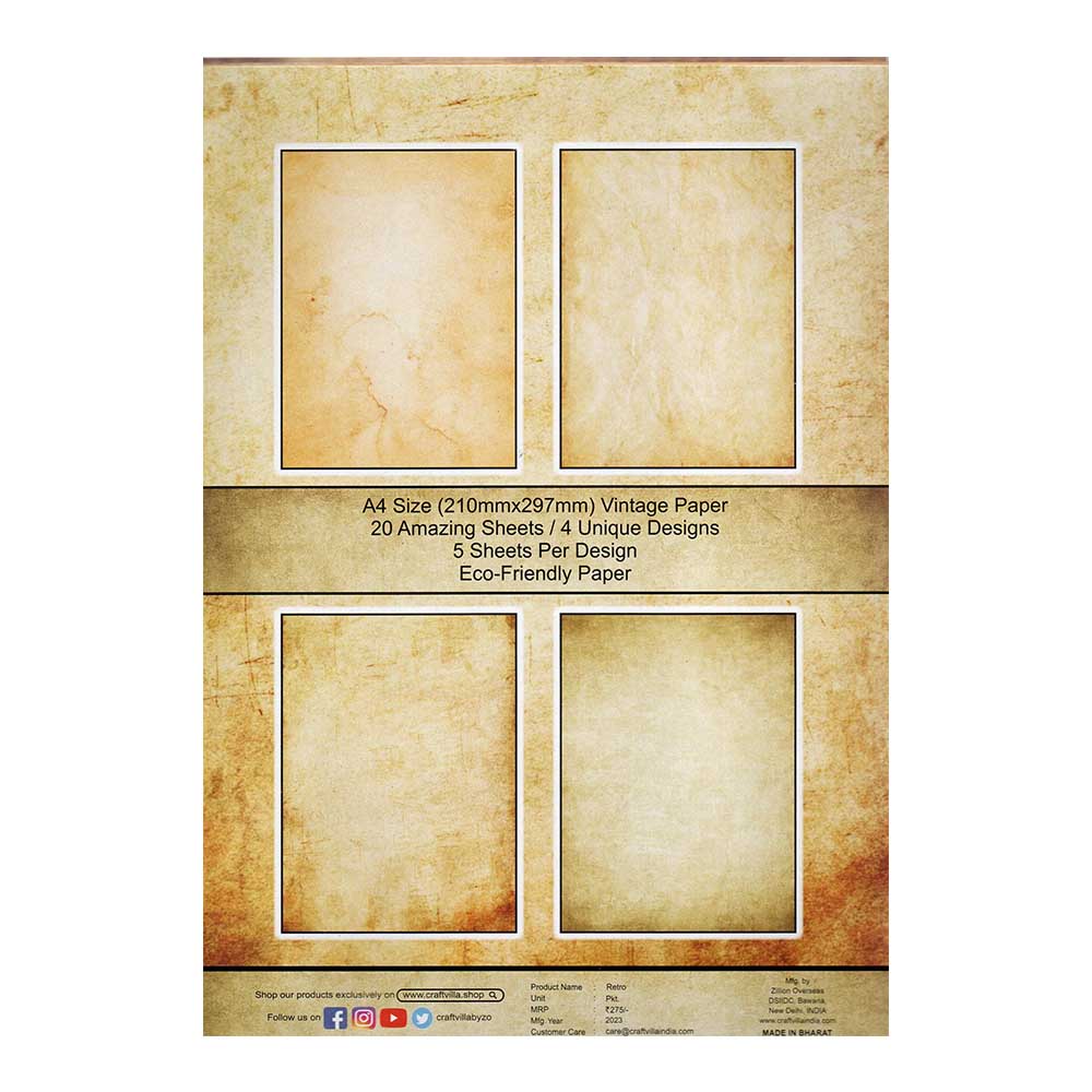(20 Sheets) VINTAGE PAPER MIX ( DOUBLE SIDE PRINTED ) – Sellet