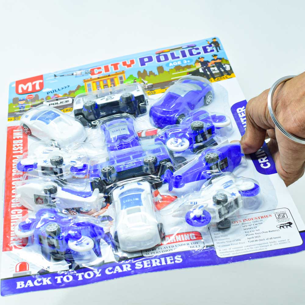 12 Pcs Mix Police Car Set (MT 707) – By Micky Toys PATTA CARD BLISTER ...