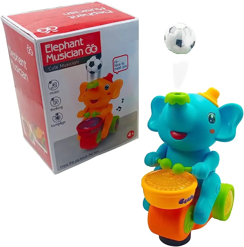 Cute Elephant Musician with Dazzling Light and Music – Sellet