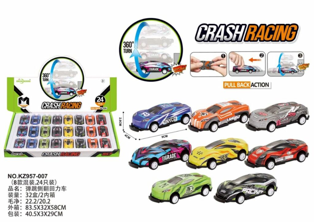 (24 Pcs/Box) Crash Racing Car with Pull Back Action – Sellet