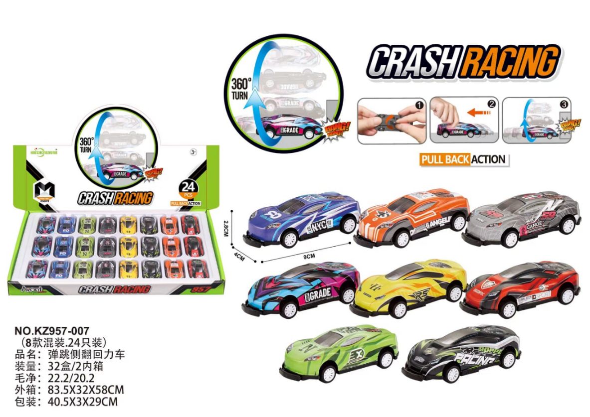 (24 Pcs/Box) Crash Racing Car with Pull Back Action – Sellet
