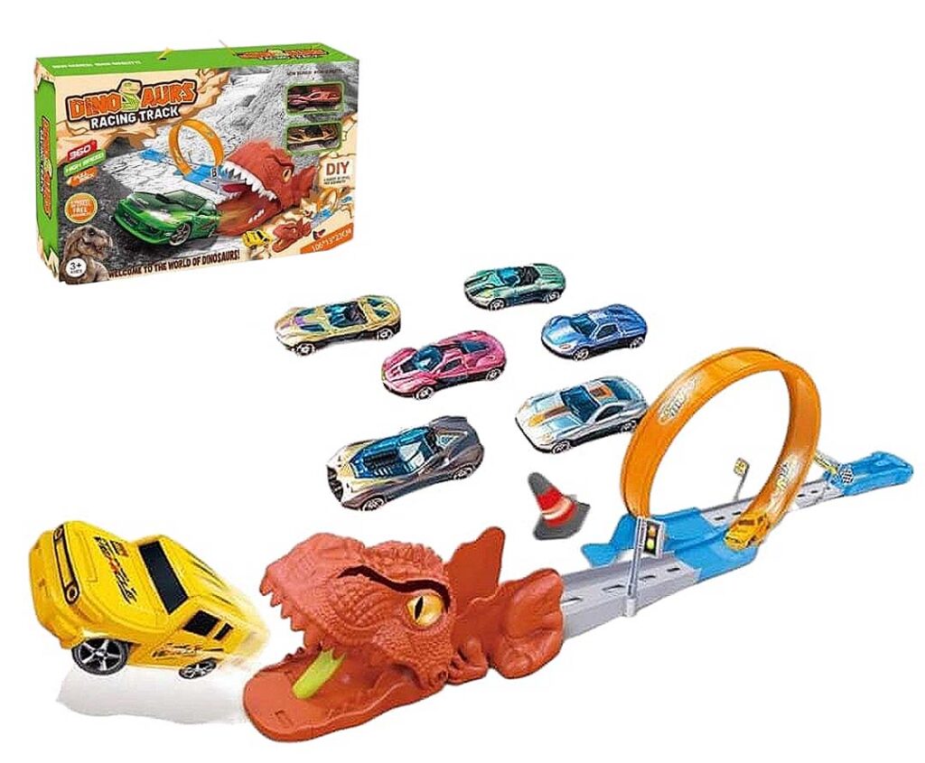 Dinosaurs Racing Track | DIY Race Track With 2 Cars And Launcher – Sellet