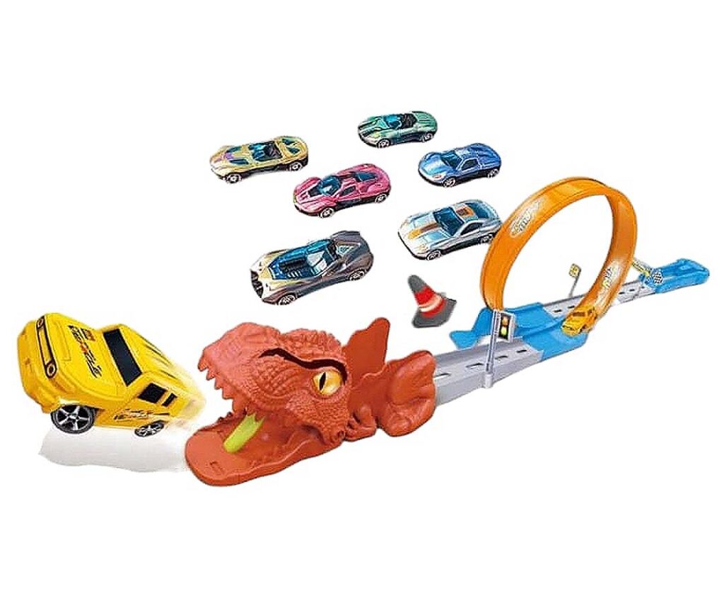 Dinosaurs Racing Track | DIY Race Track With 2 Cars And Launcher – Sellet