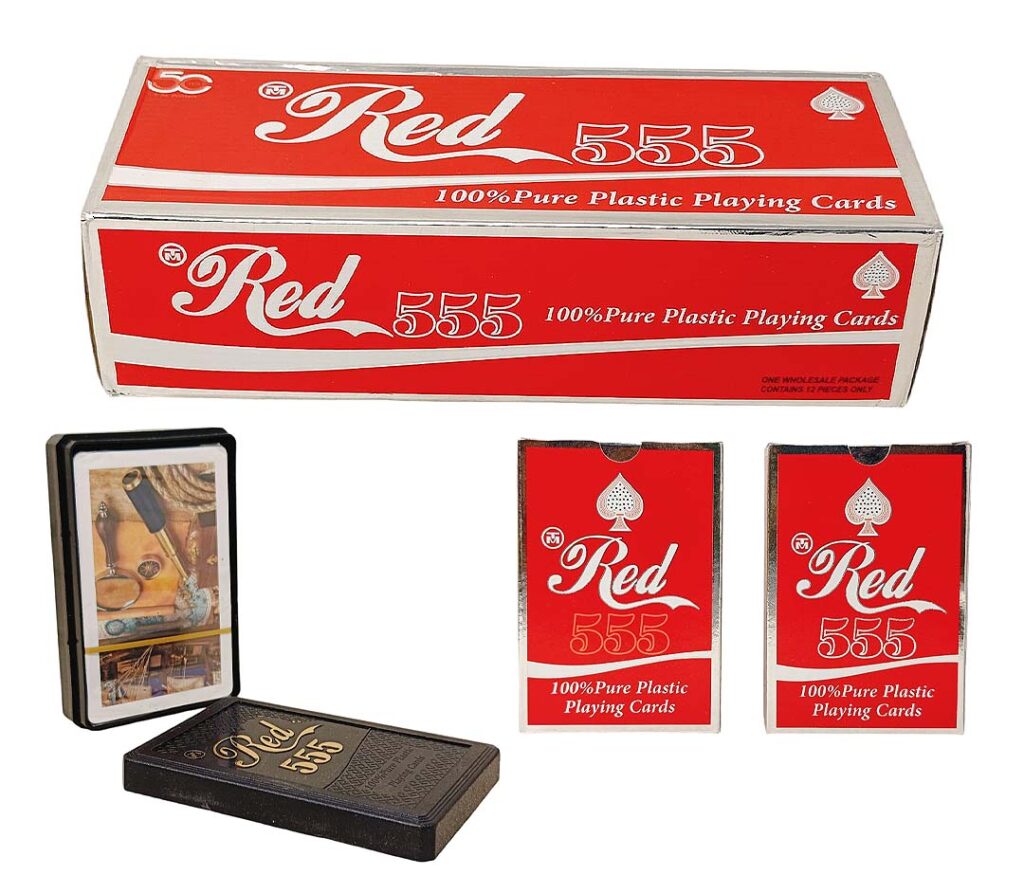 (12 Pcs) Red 555 Plastic Playing Cards – Sellet