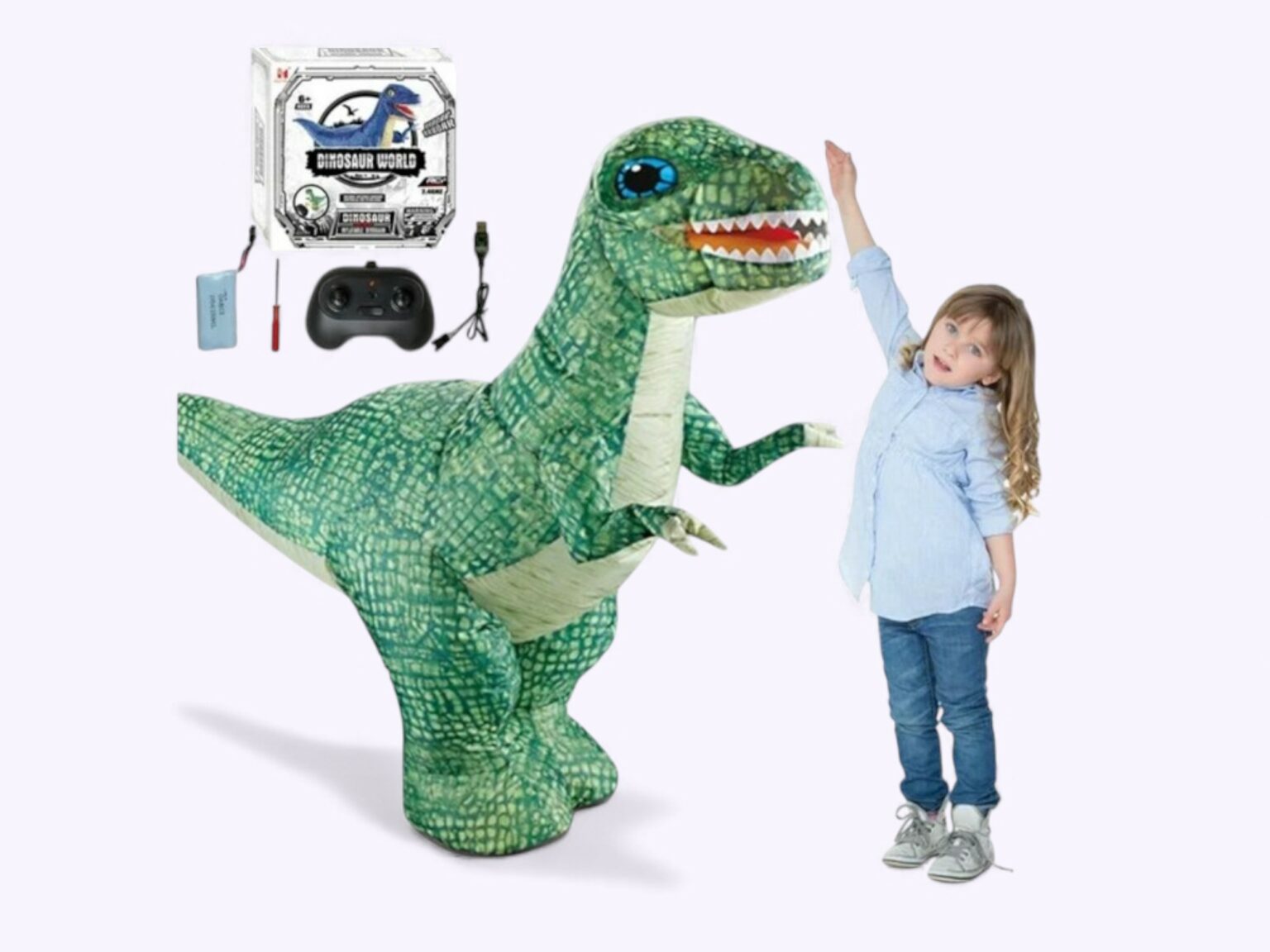 RC Inflatable Walking Dinosaur Toy for Kids with Sound and Lights – Sellet