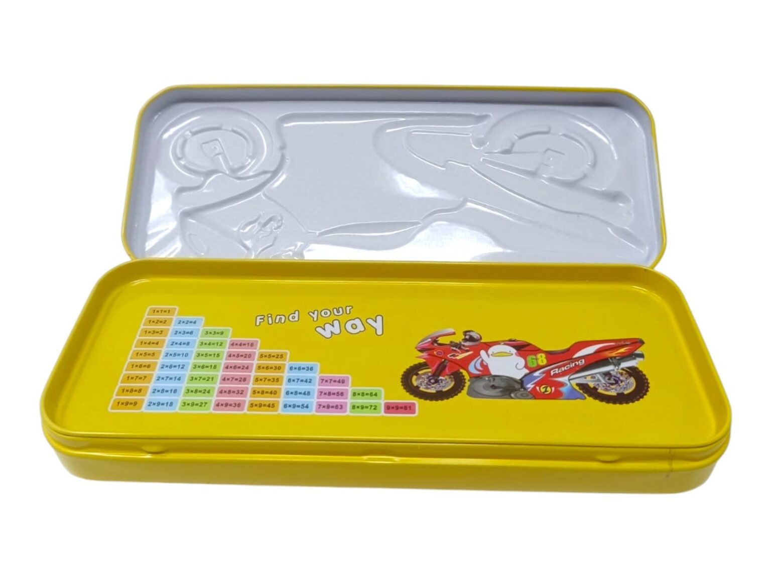 Racing Bike Design Metal Pencil Box for School Students – Sellet